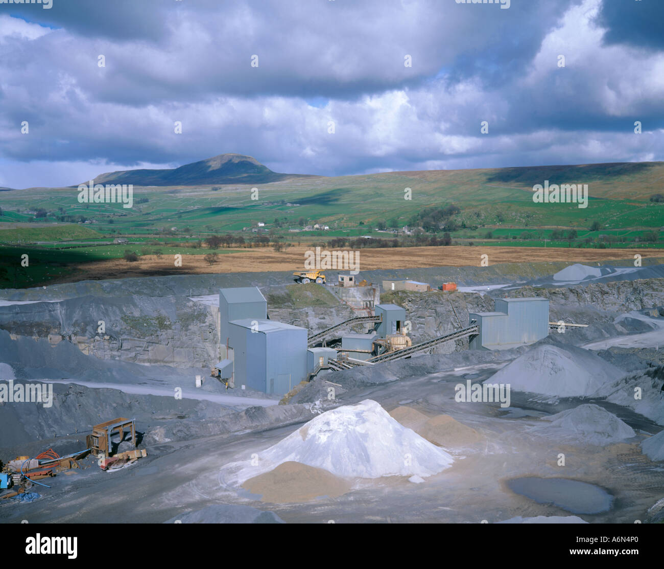 Limestone quarry; Dry Rigg Quarry above Horton-in-Ribblesdale, with Pen ...
