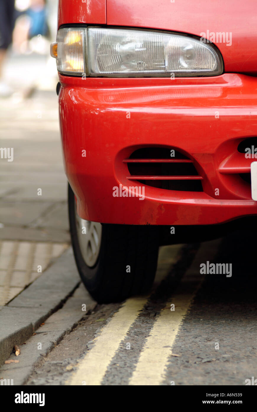 car parked on double yellow line parking congestion inner city wheel ...