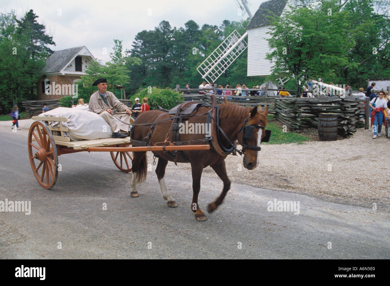 Horse Drawn Cart with Grain Sacks, Colonial Williamsburg, Virginia ...