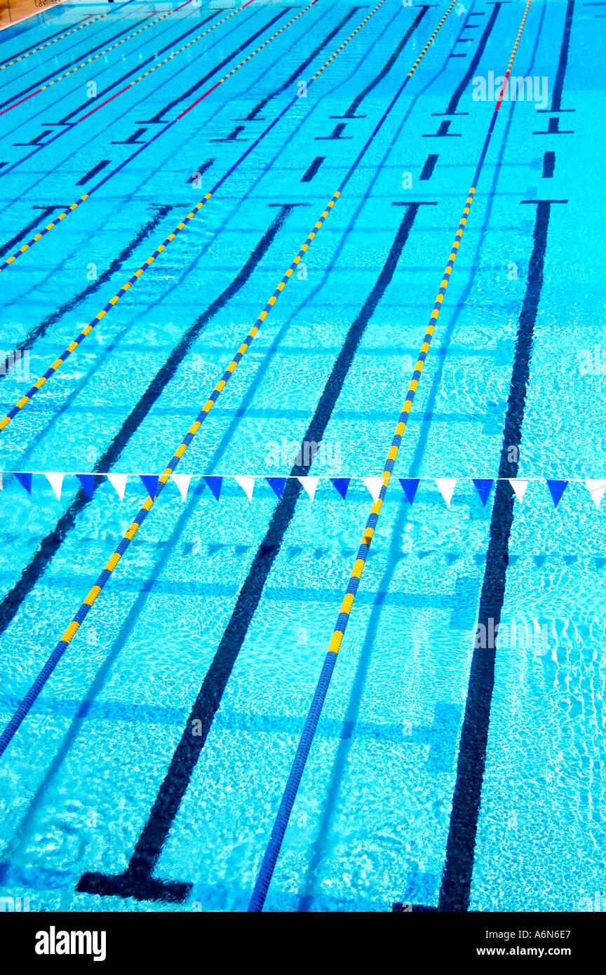 Olympic pool with lanes Stock Photo - Alamy
