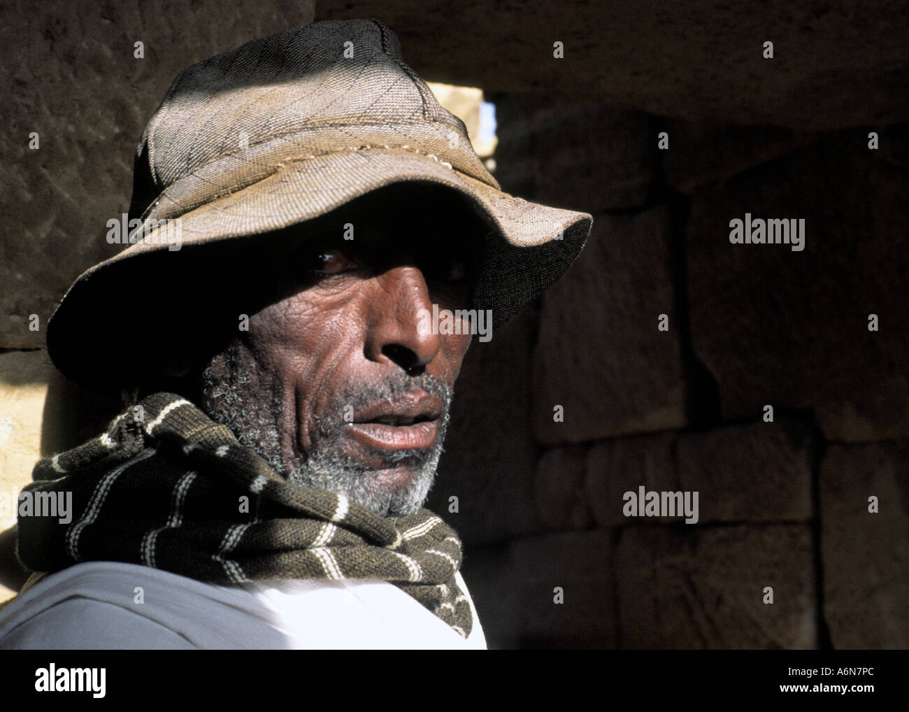 A guide at the Aksumite ruins of Metera near Senafe Eritrea Stock Photo ...