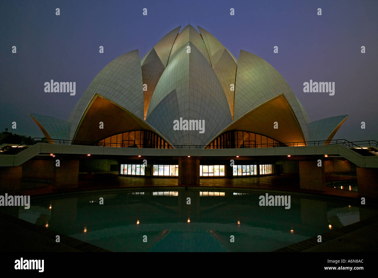 Bahai Lotus Temple by night New Delhi India Stock Photo - Alamy