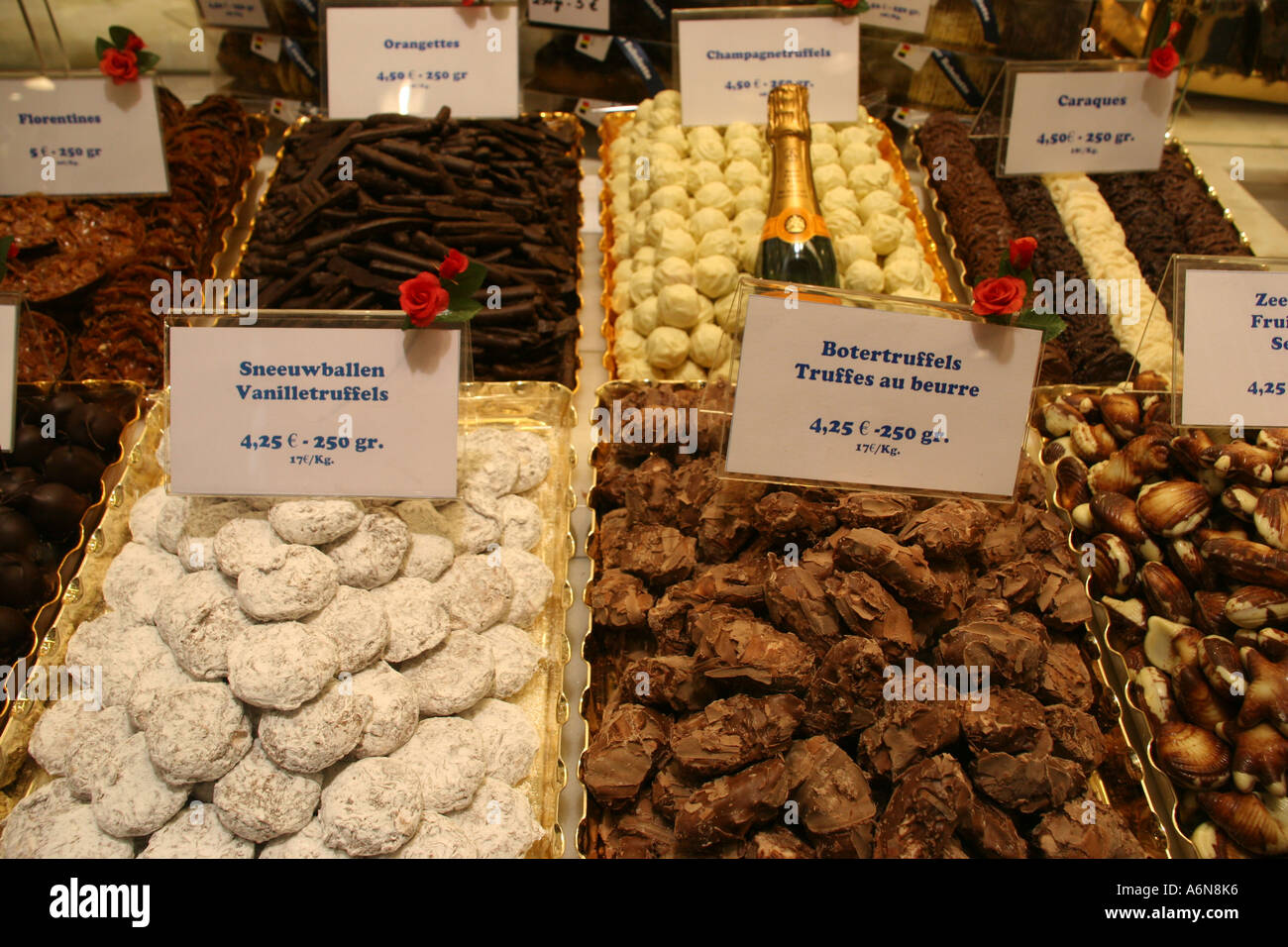 Chocolate shop window in Bruges Stock Photo - Alamy