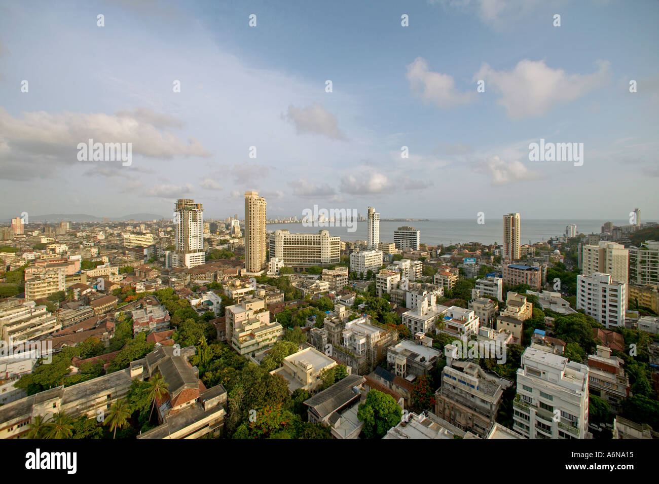 aerial of Mumbai skyline from Tardeo showing Opera House Nariman Point ...