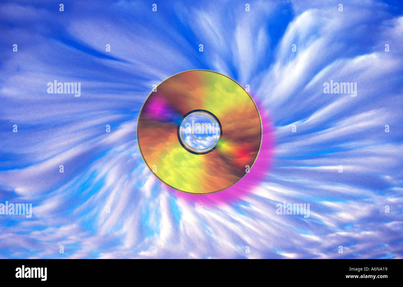 Conceptual image of CD DVD disc in sky Stock Photo - Alamy