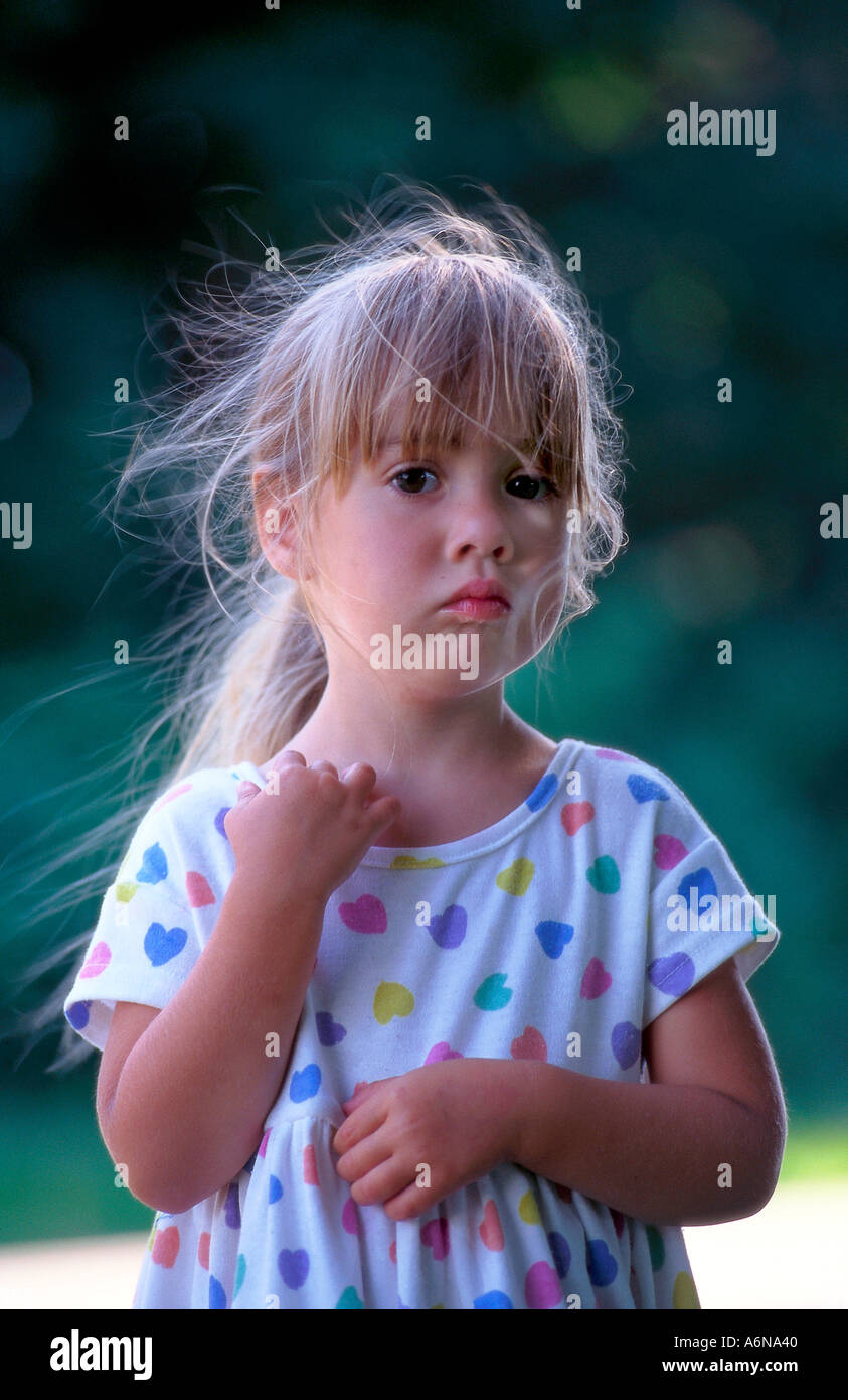 Little girl pouting Stock Photo - Alamy