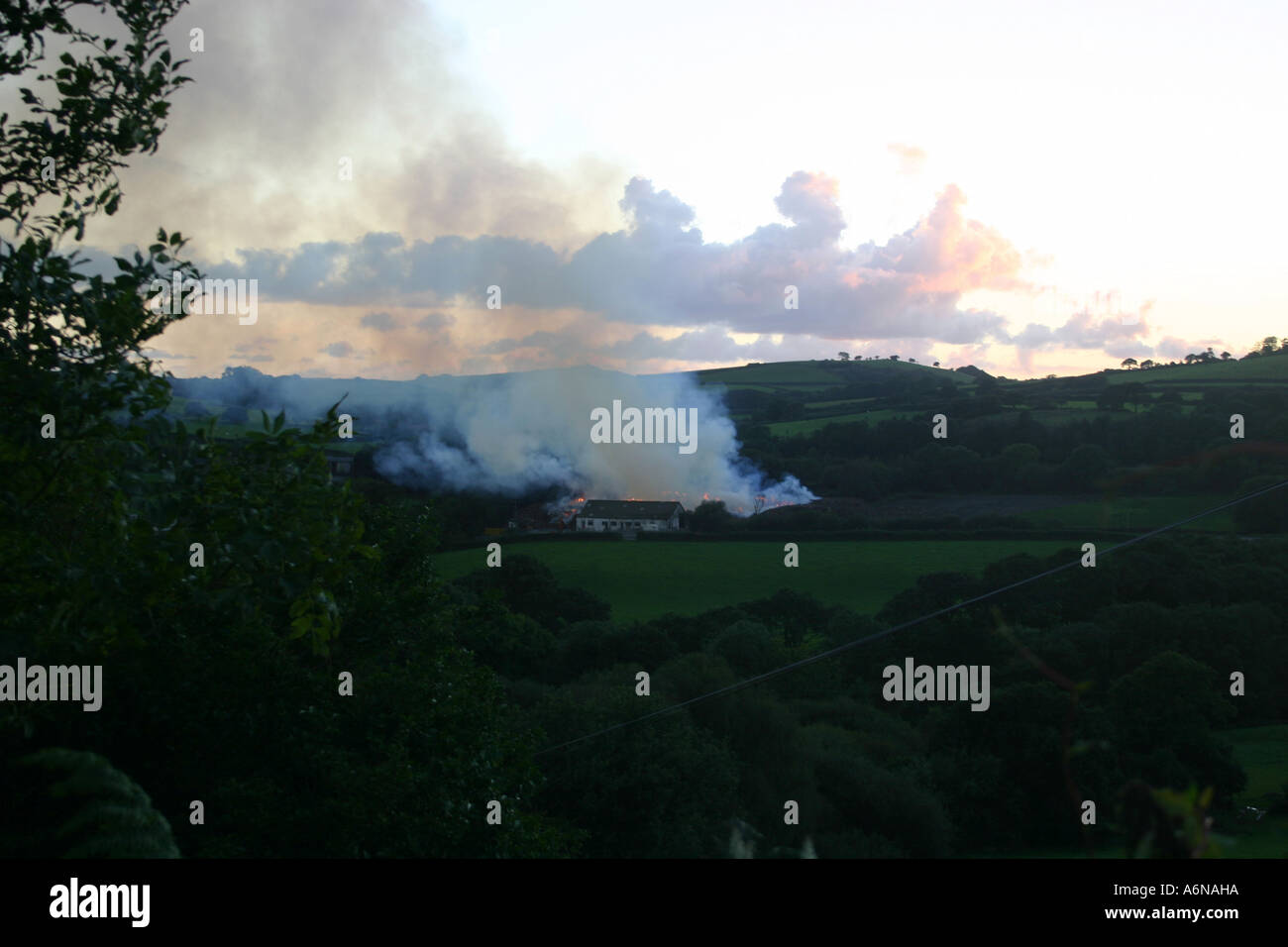 Wood Fire Llanelli South Wales UK Stock Photo - Alamy