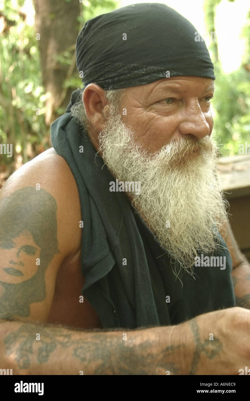 Old Hippie White Bearded Man Stock Photo - Alamy