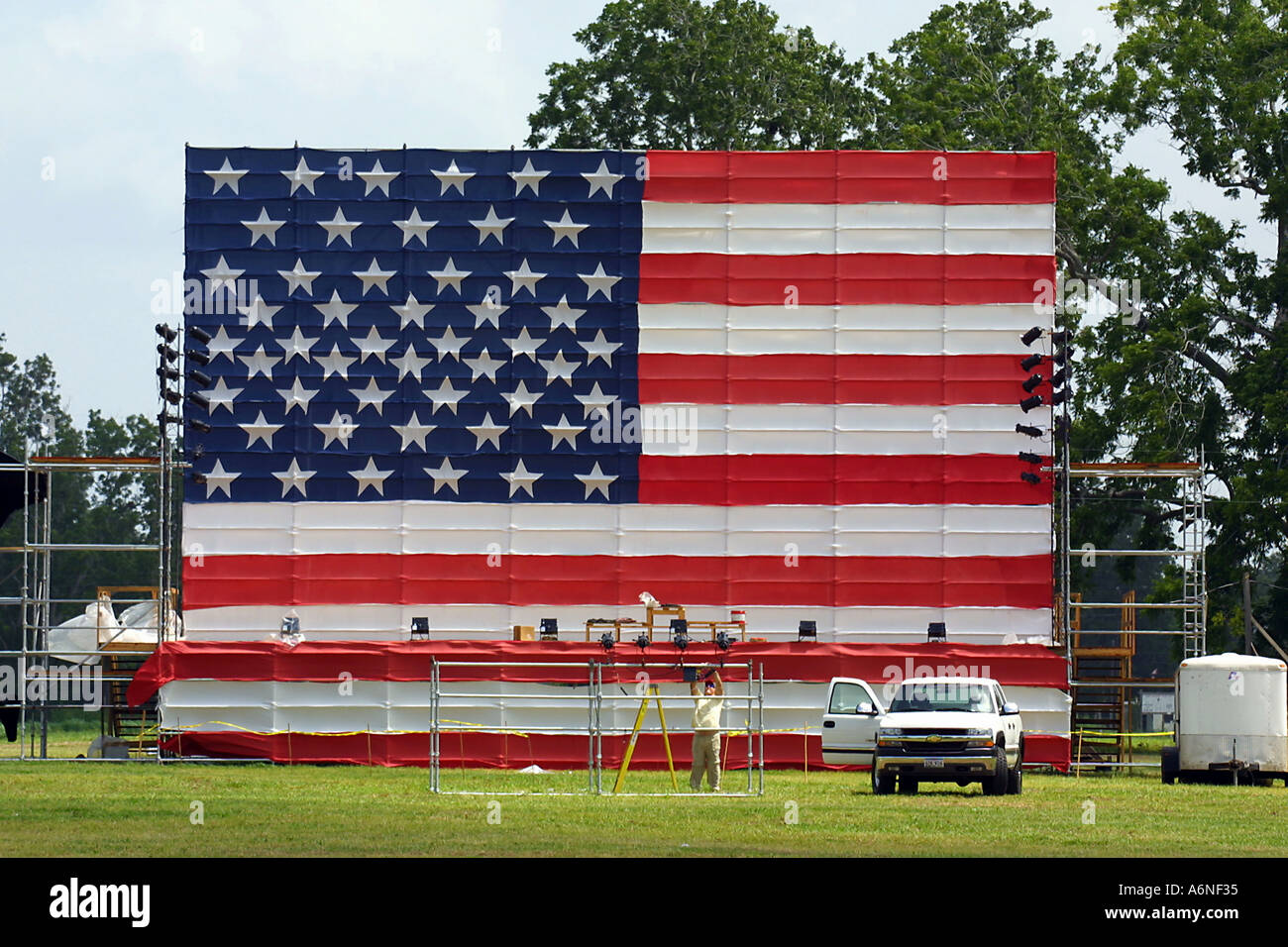 American Flag A giant American flag set up for the fouth of july Stock ...