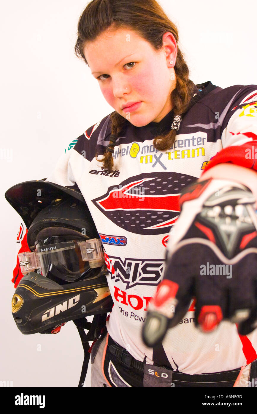 Female motocross rider Jennie Karlsson Stock Photo - Alamy