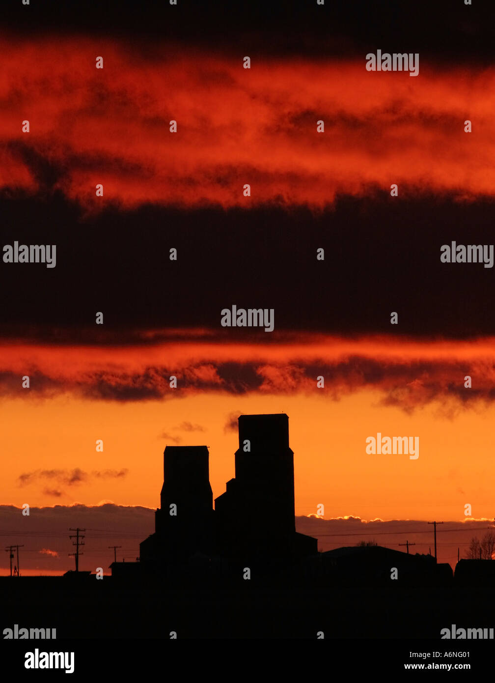 Gorgeous twilight behind Tuxford elevators in scenic Saskatchewan ...