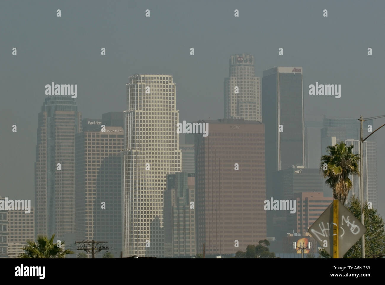 Downtown Los Angeles smog in California USA Stock Photo - Alamy