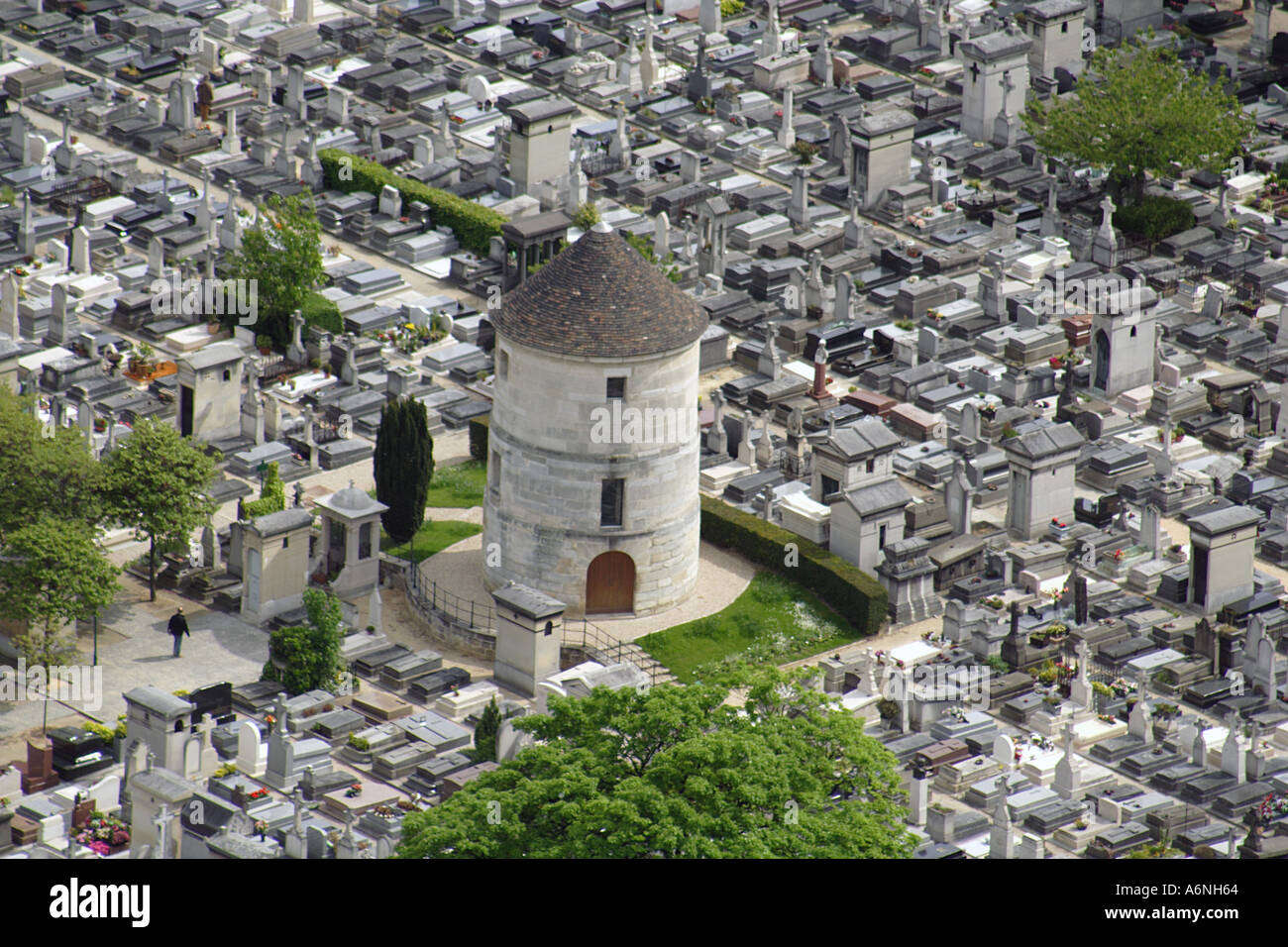 Aerial view of Montparnasse cemetery Paris France with the Windmill ...