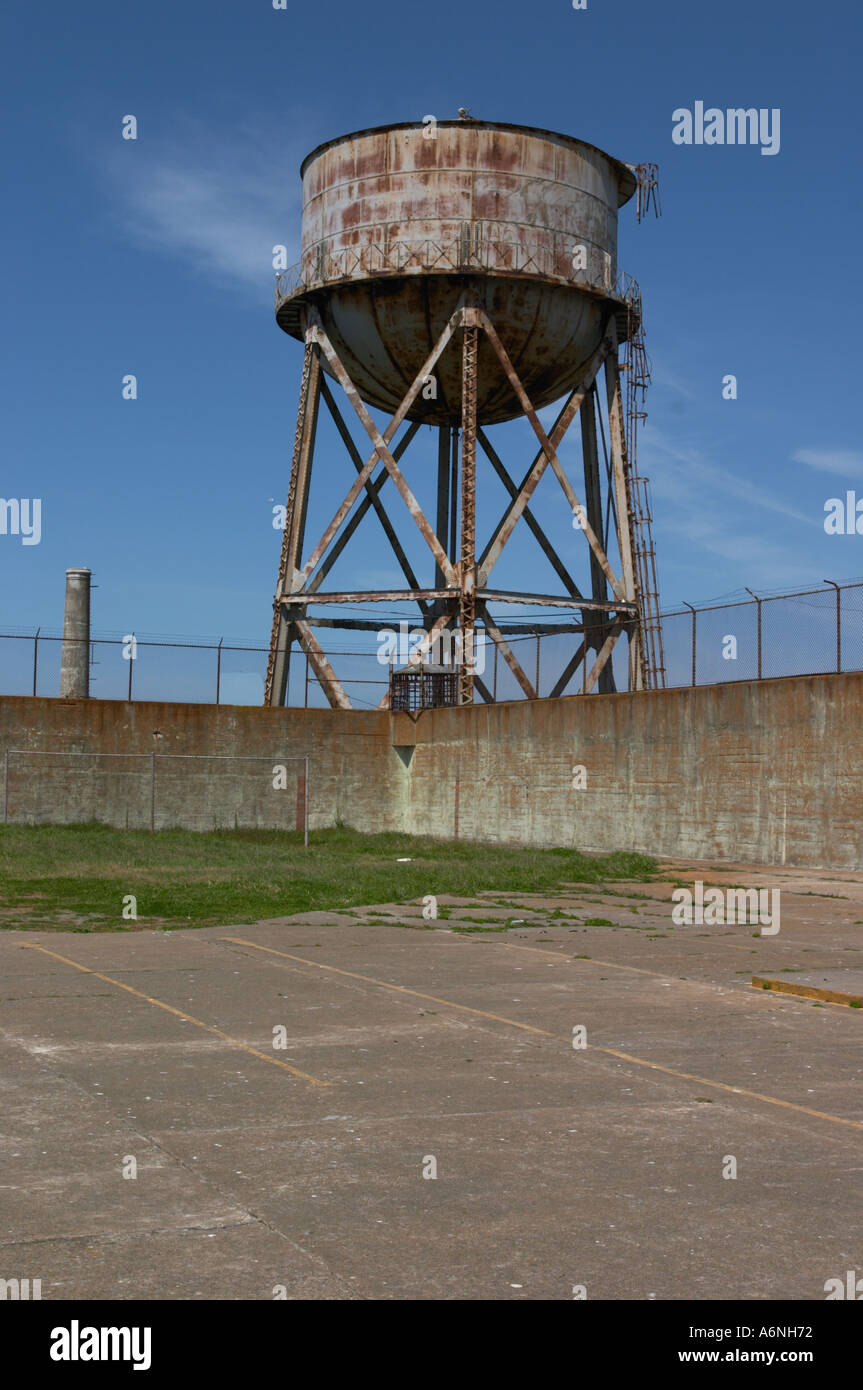 Water tower at Alcatraz prison from the exercise yard Alcatraz Island ...
