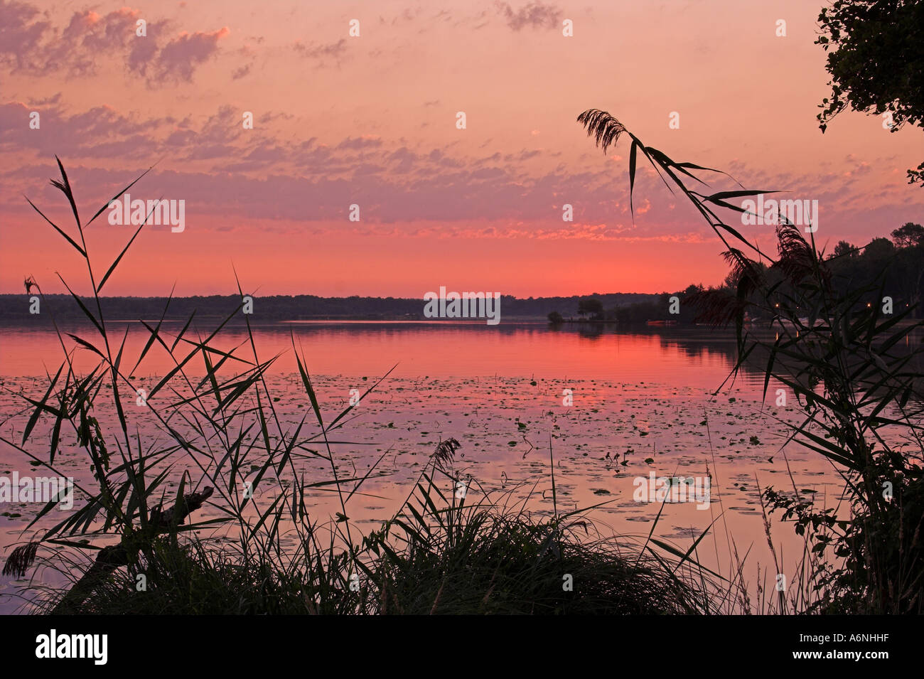 Dawn over a lake Stock Photo - Alamy