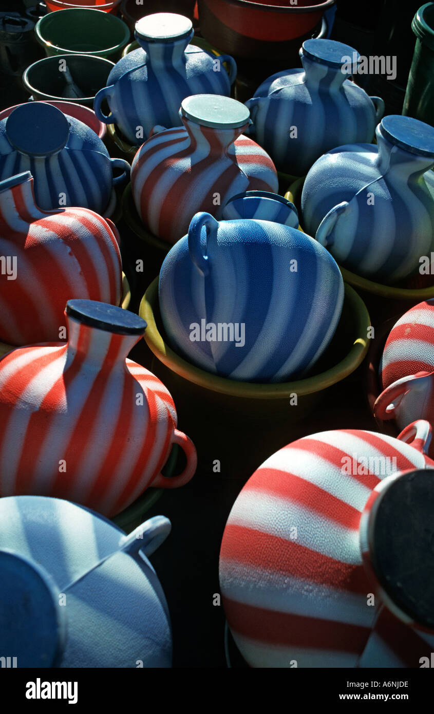 Selection of modern water jugs for sale at market San Martin ...