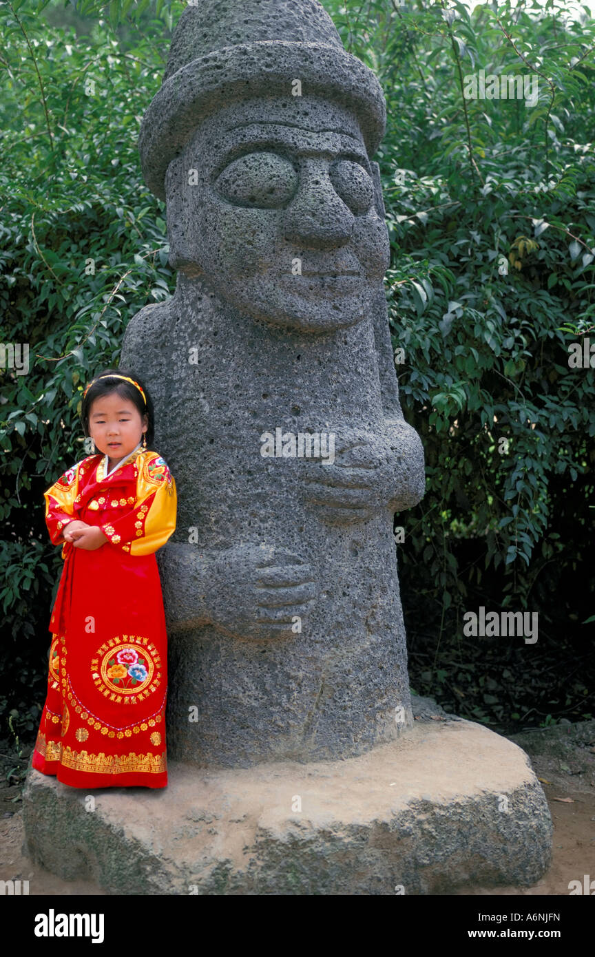 Native god Harubang statue Cheju Island South Korea Asia Stock Photo ...