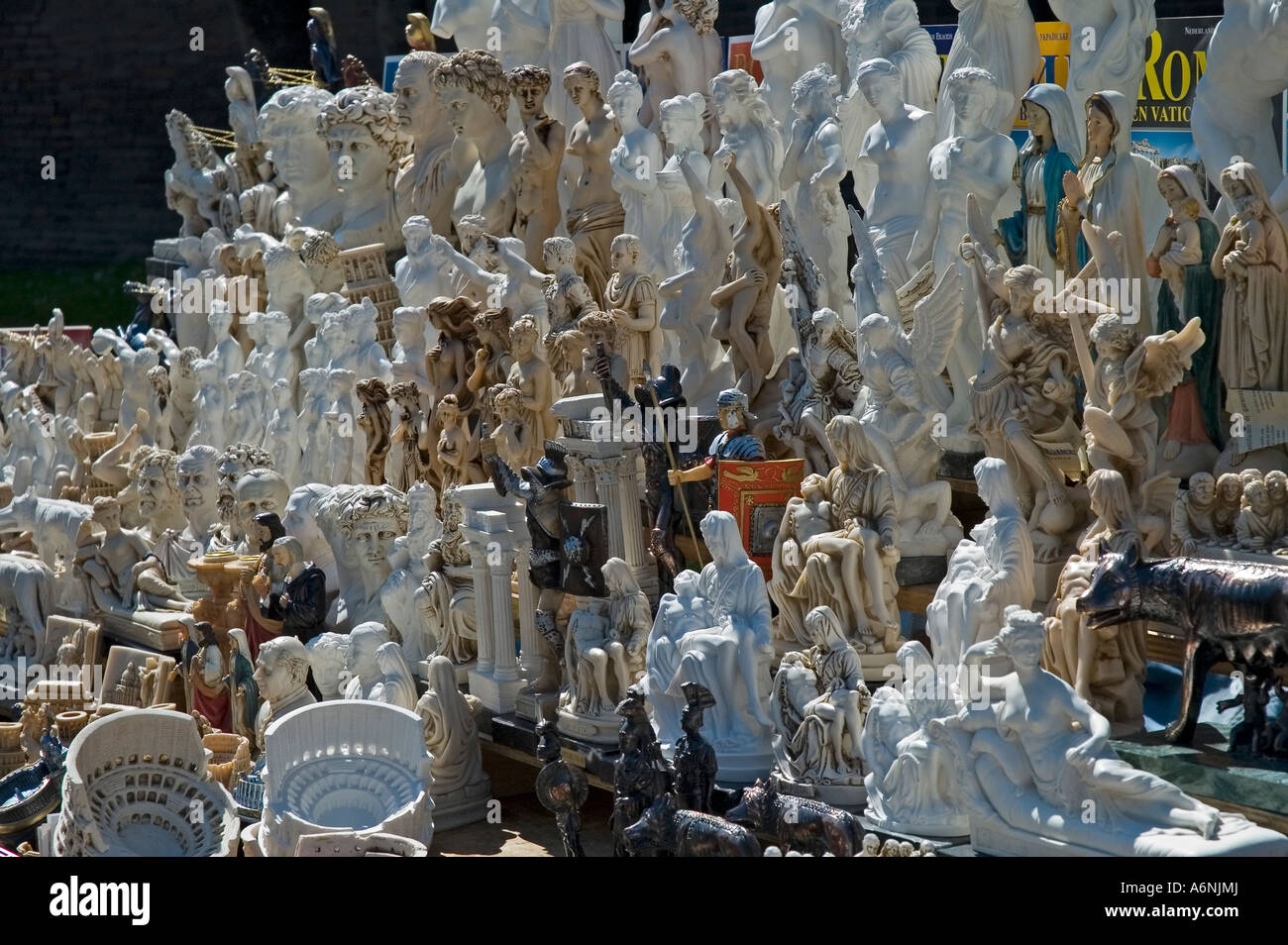 A horizontal picture showing a stall selling Roman souvenirs outside ...