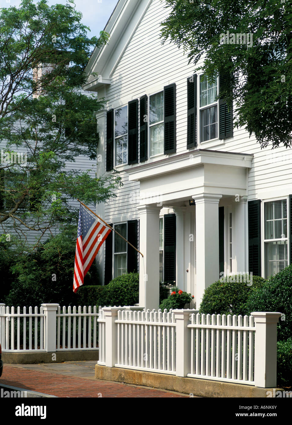 Traditional white clapboard houses Edgartown Martha s Vineyard ...