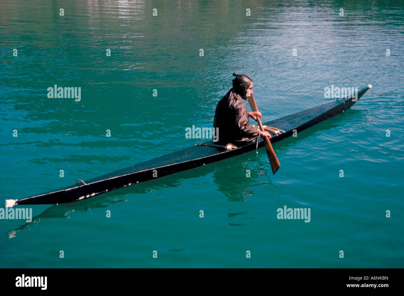 Inuit in traditional kayak Greenland Polar Regions Stock Photo - Alamy