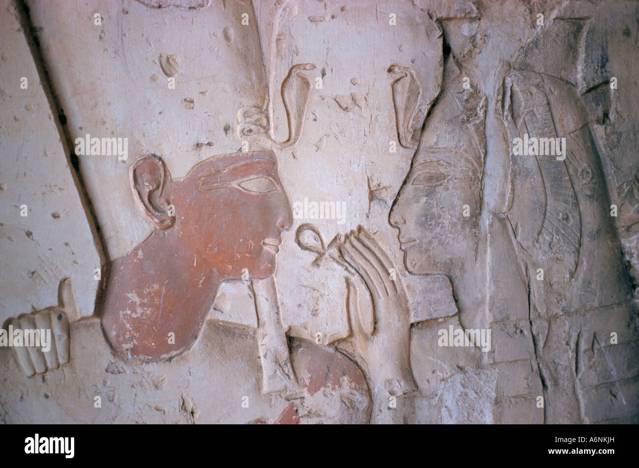 Close up showing the ankh symbol of life being offered to Sethos I ...
