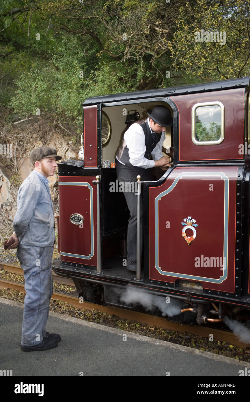 Steam engine driver on a Victorian weekend at Tan y Bwlch station the ...