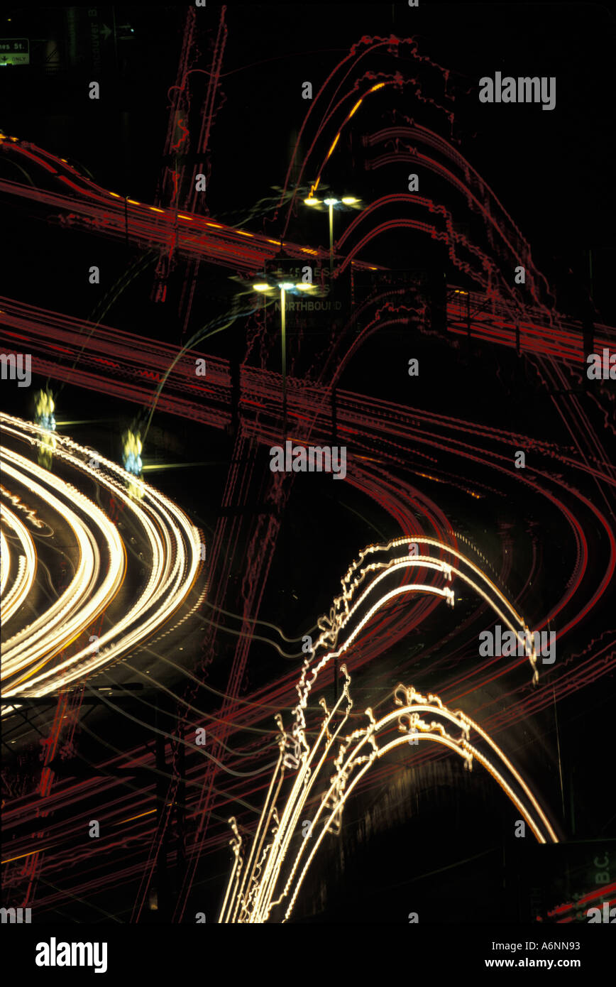 Downtown seattle and the i 5 interstate at night hi-res stock ...