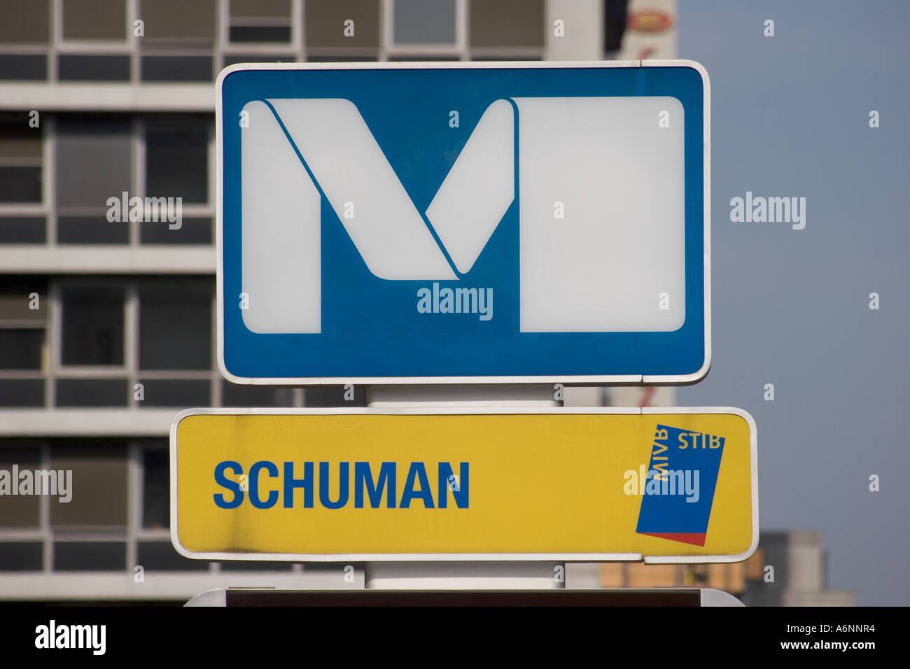 Schumann Metro Sign Brussels Belgium Stock Photo - Alamy
