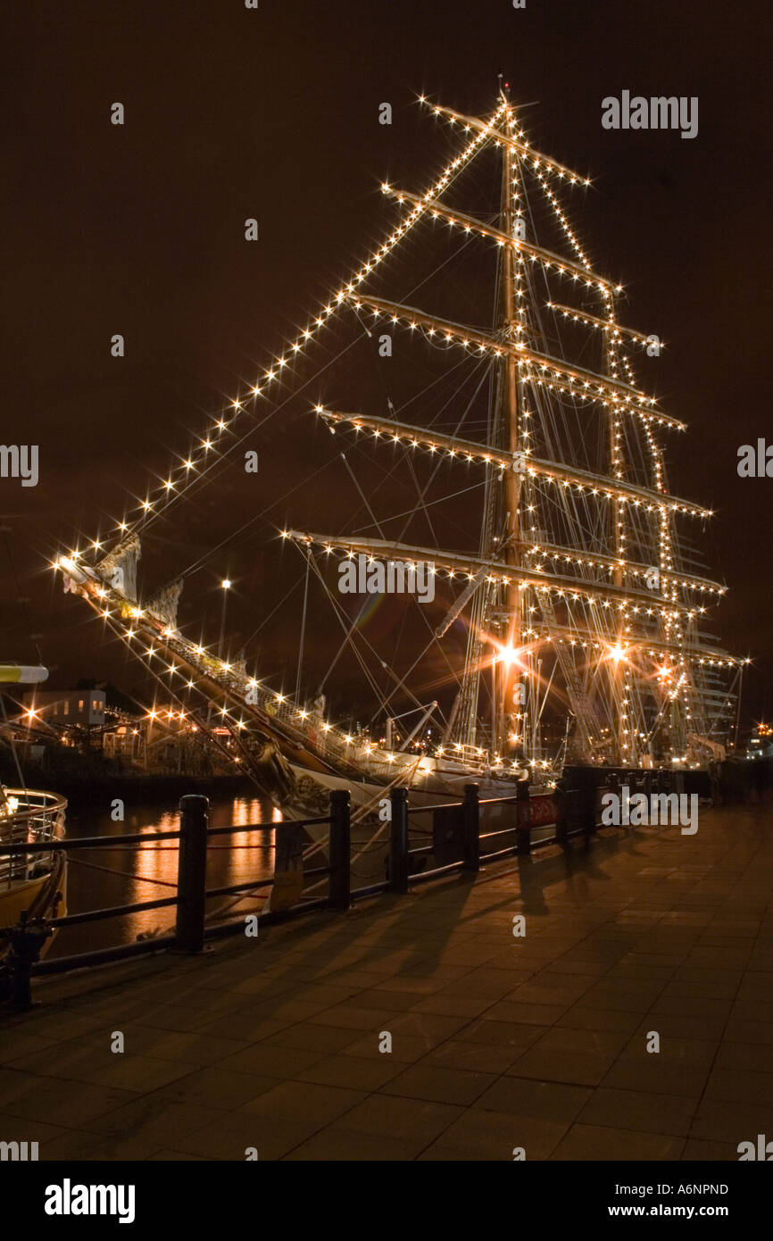 Tall Ship at night Stock Photo - Alamy