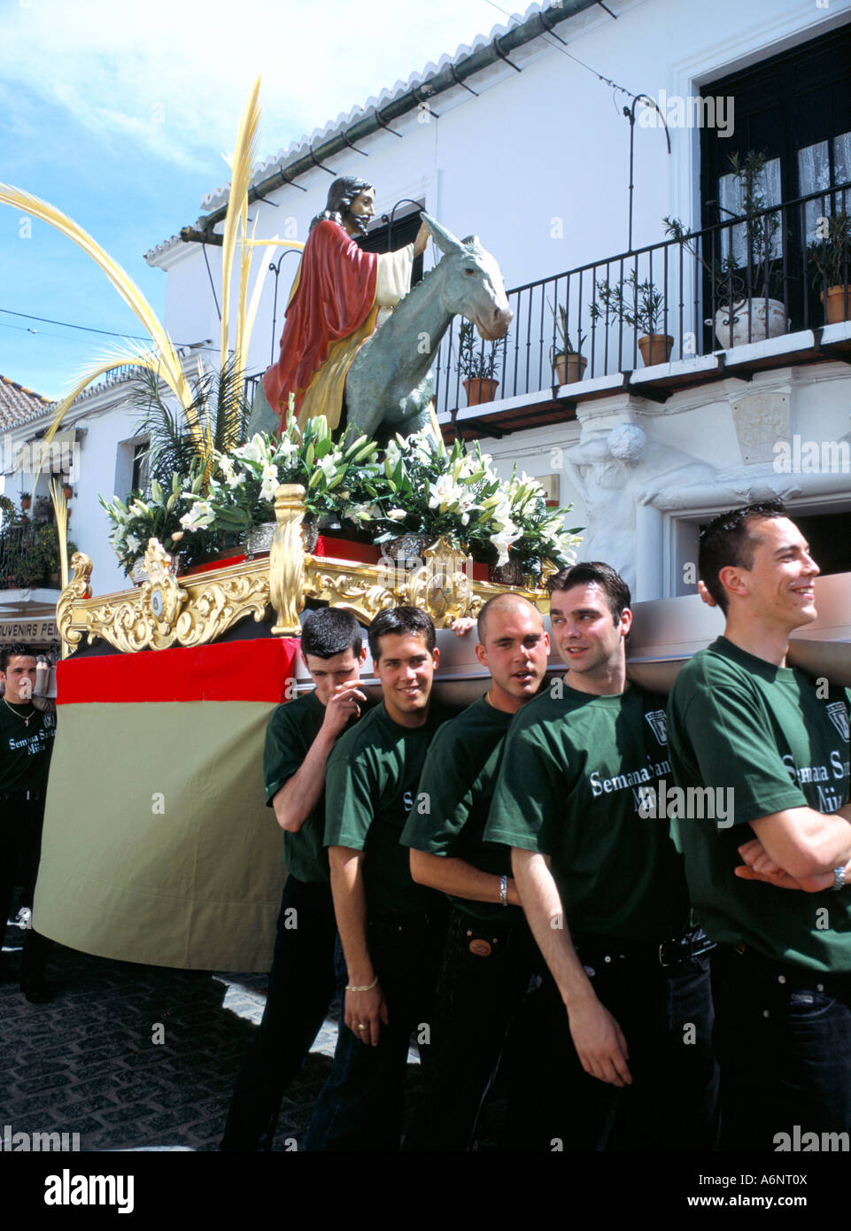 Jesus statue in Palm Sunday procession depicting Jesus and his ...
