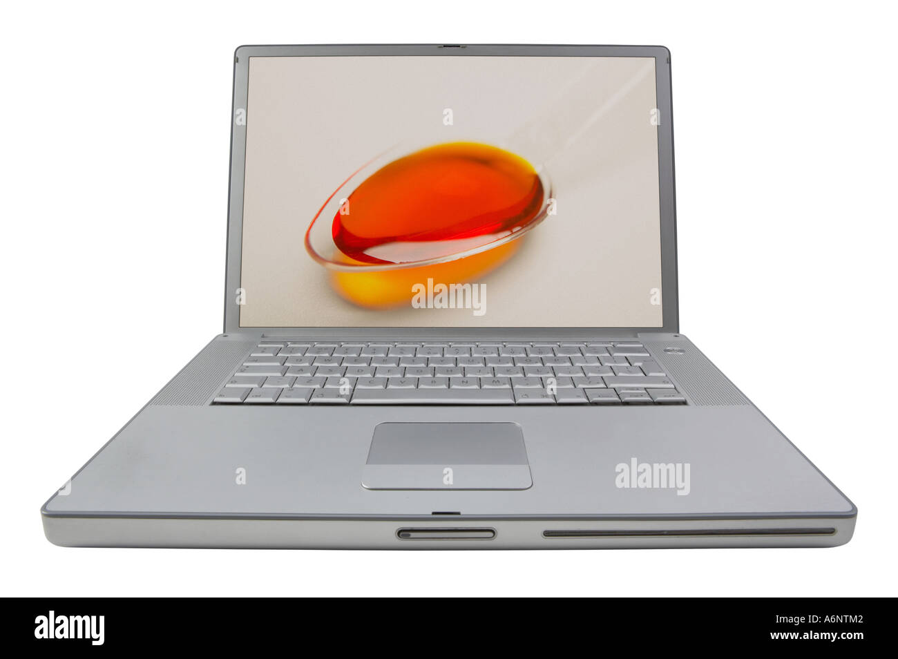 LAP TOP NOTE BOOK COMPUTER DISPLAYING IMAGE OF SPOON FULL OF MEDICINE ...