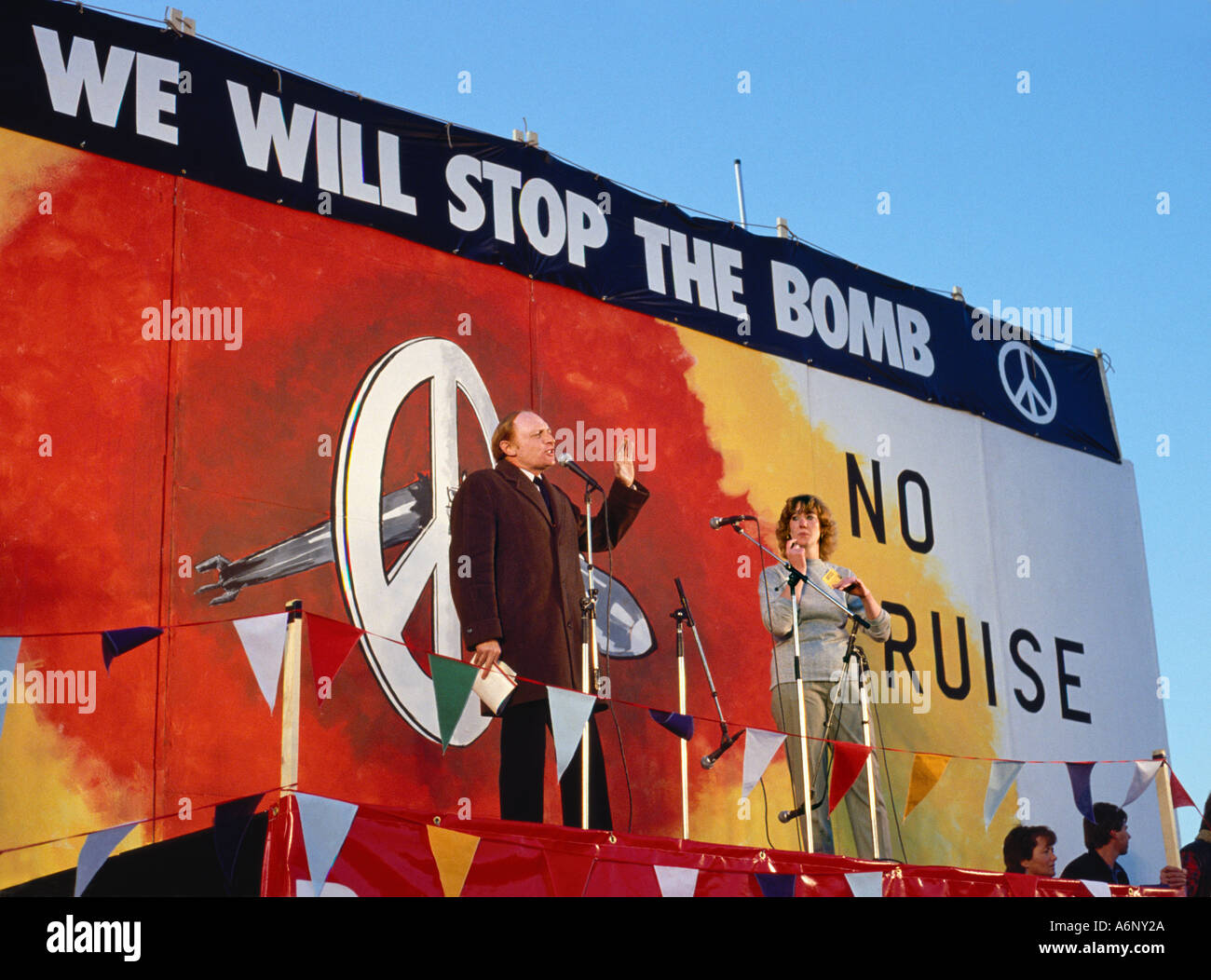 Neil Kinnock addressing a 1983 rally in Hyde Park London organised by ...