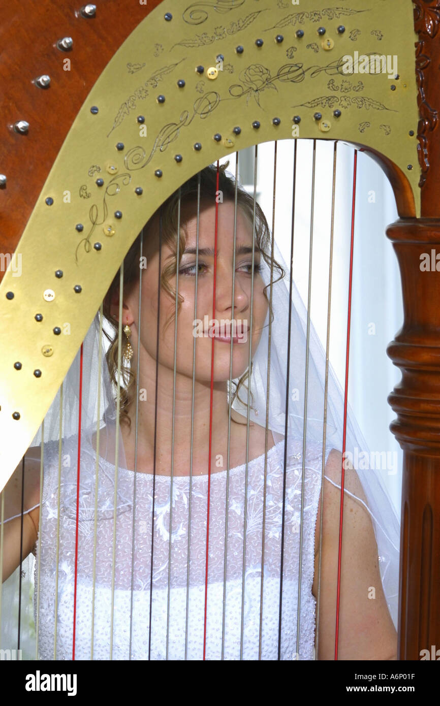 Bride and Musical Instrument Brass Harp String Instrument Wedding Day ...