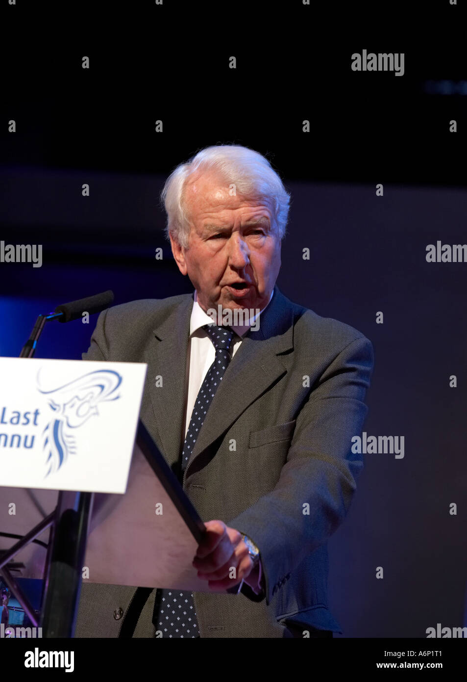 Lord Peter Walker speaking at a Conservative Party Conference in ...