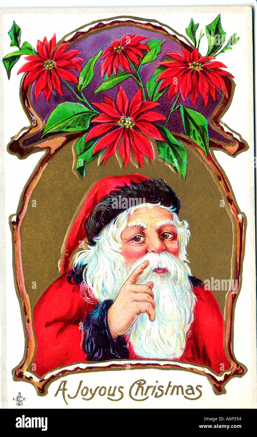 Vintage Santa Christmas Card Illustration Stock Photo - Alamy