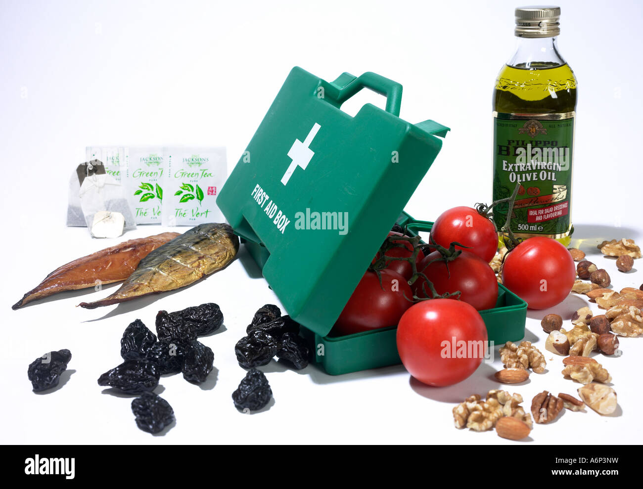 food first aid still life of healthy foods Stock Photo - Alamy