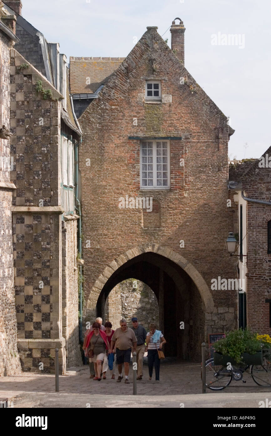 Arched entrance to the old town St Valery sur Somme Somme Picardy ...