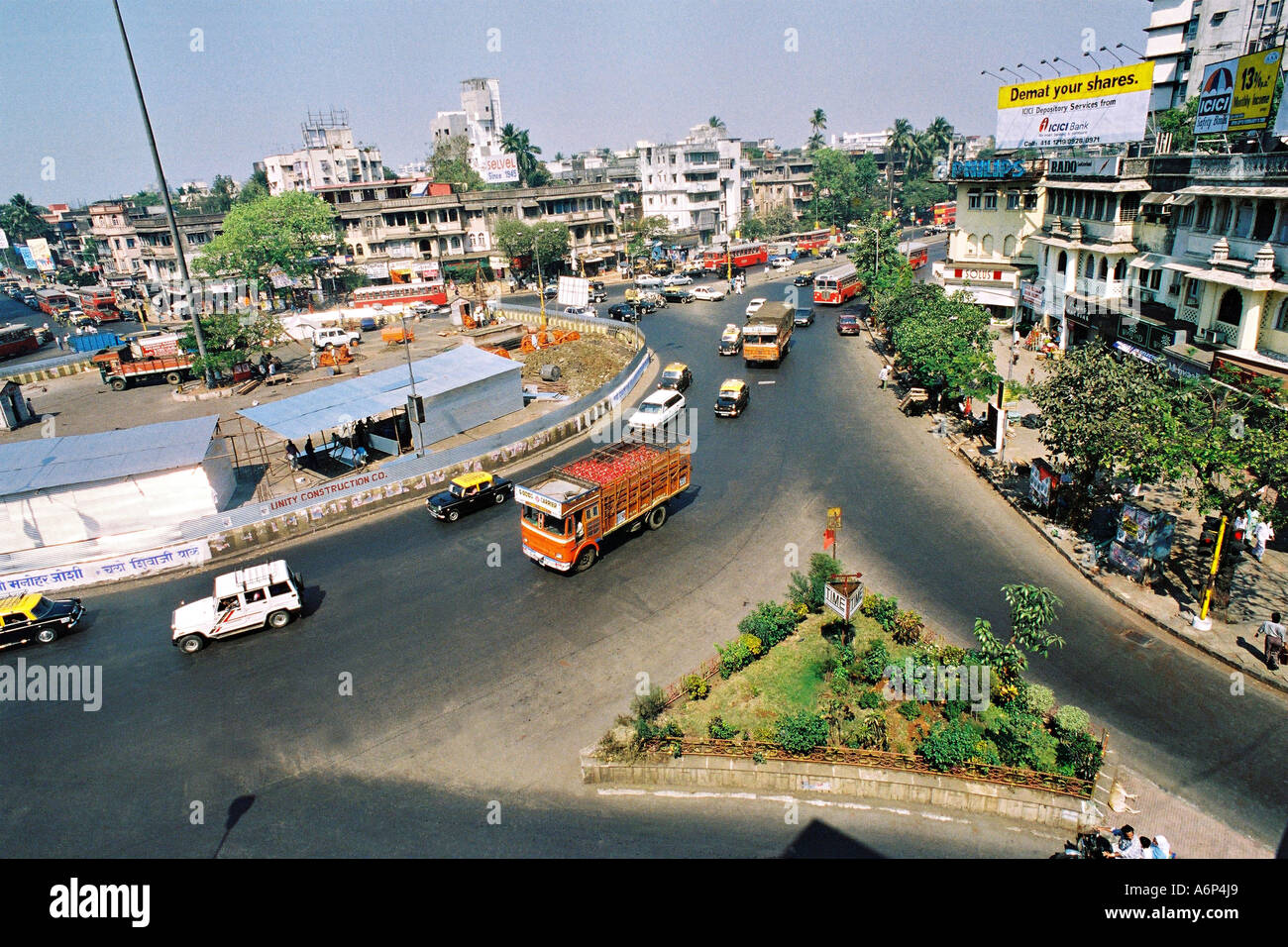 Aerial of Dadar TT circle traffic also known as Khodadad circle in ...
