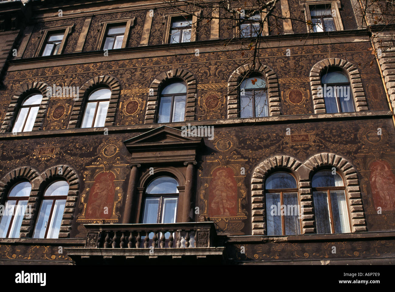 Neo-Renaissance decoration on a mansion on Andrassy Ut Budapest Hungary ...