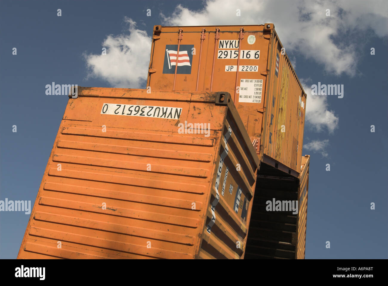 Shipping containers sculpture arch harbour area Yokohama Japan Stock ...