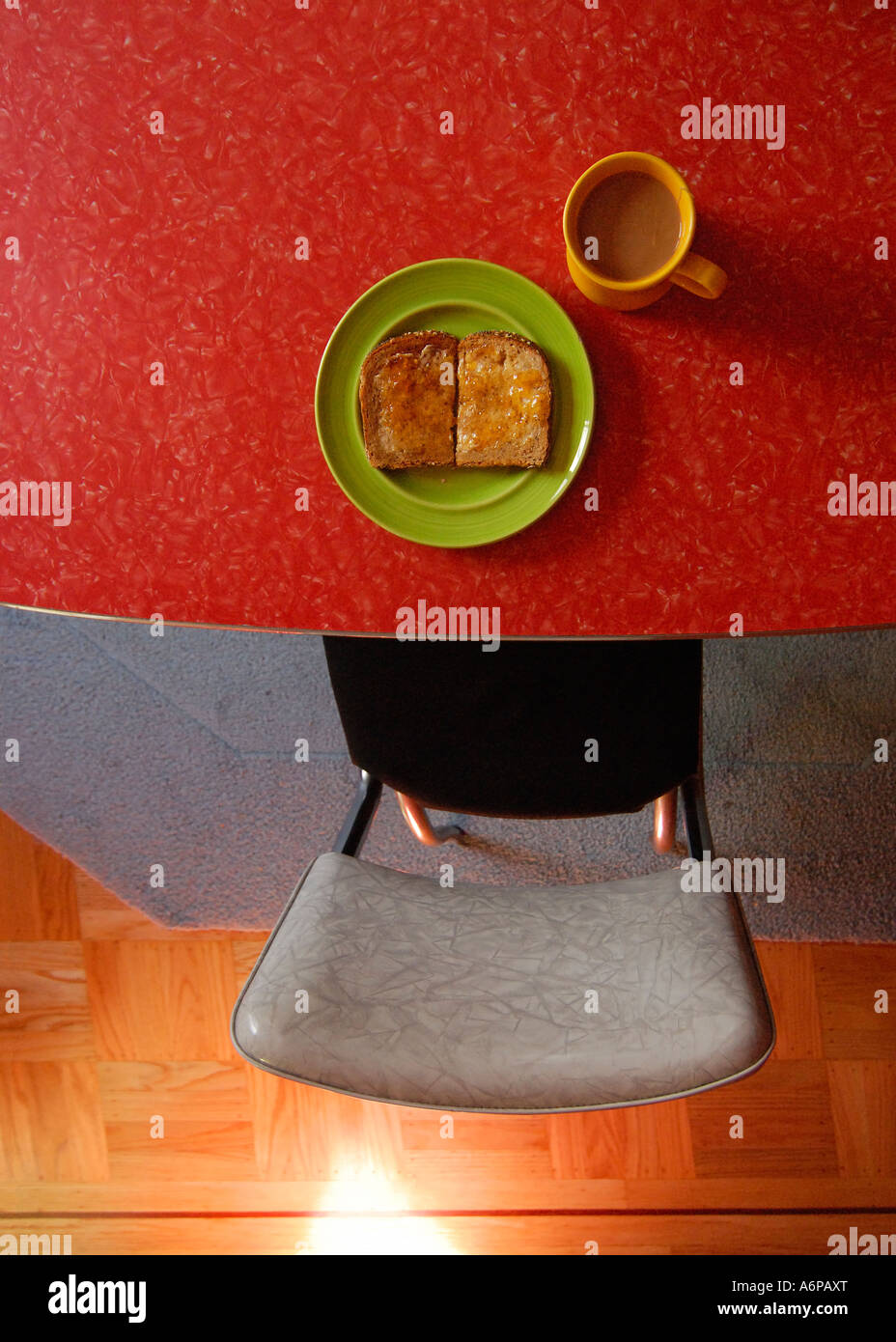 "Breakfast alone, tea and toast Stock Photo - Alamy