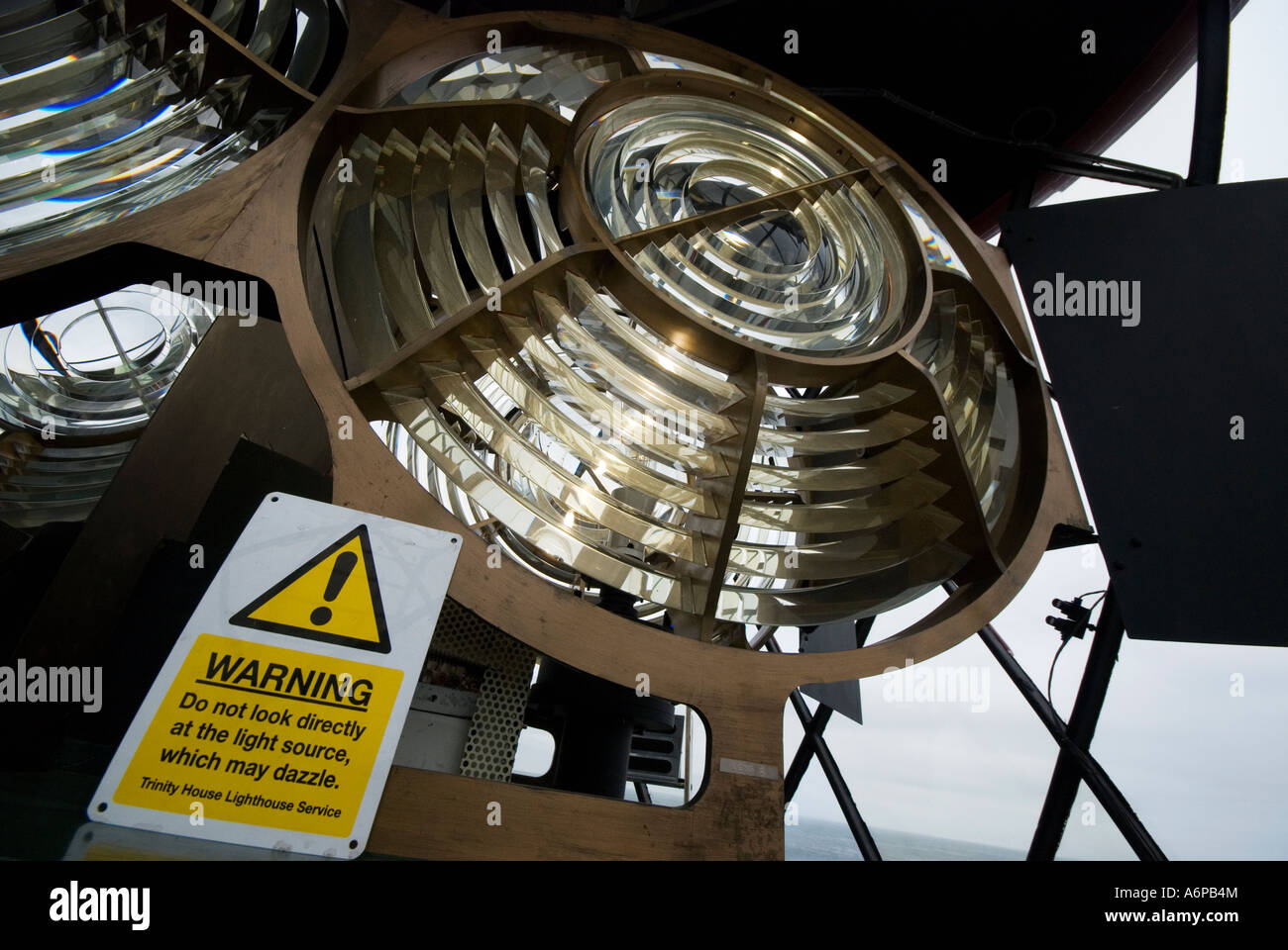 Lens assembly detail inside Longstone Lighthouse, Farne Islands Stock ...