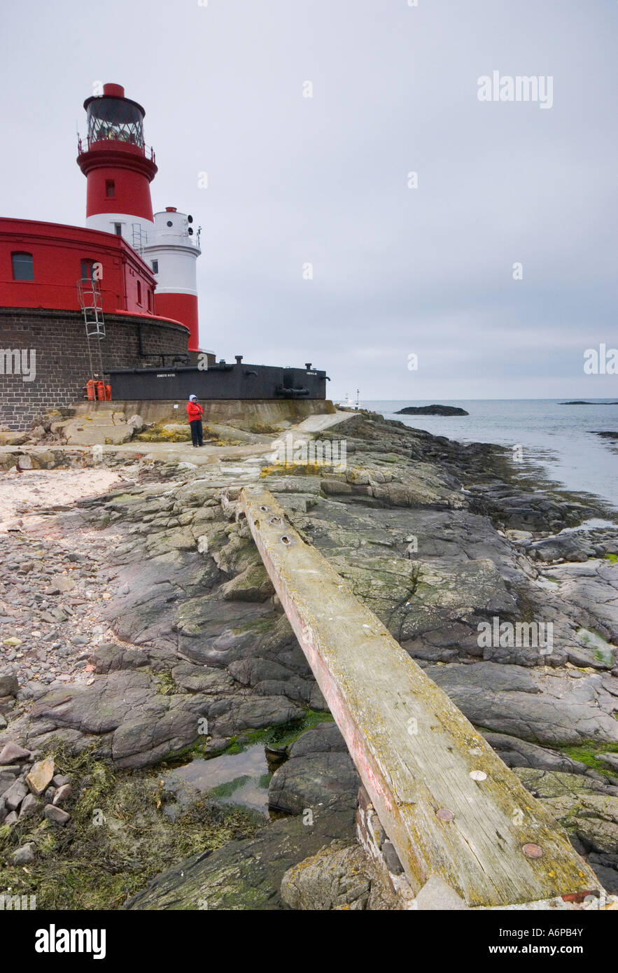 Longstone Lighthouse with walkway, Farne Islands Stock Photo - Alamy