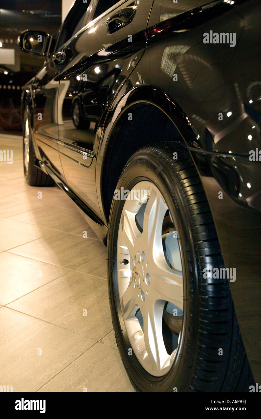 Close up detail of black Mercedes Benz Stock Photo - Alamy