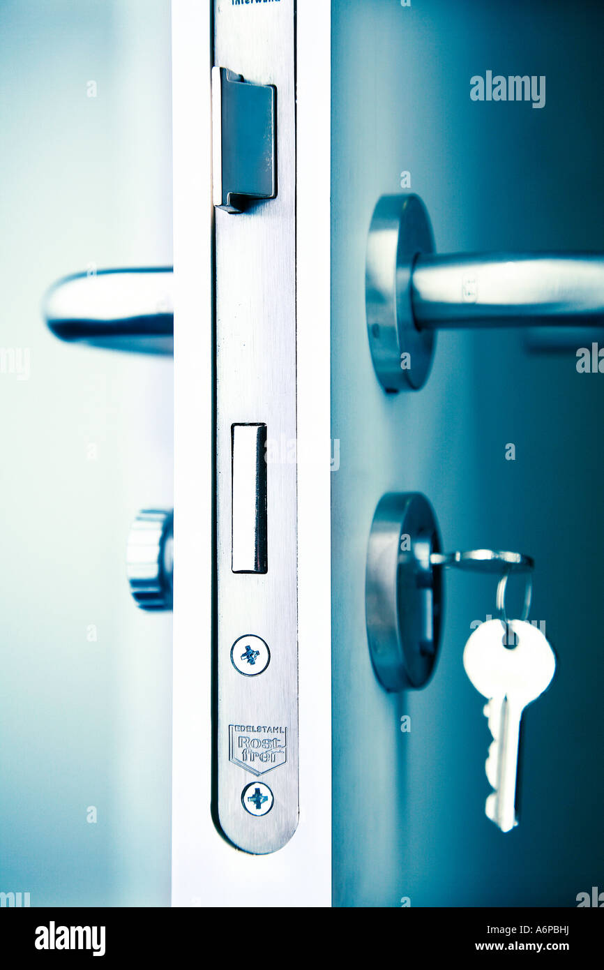 door handle with keys in lock Stock Photo - Alamy