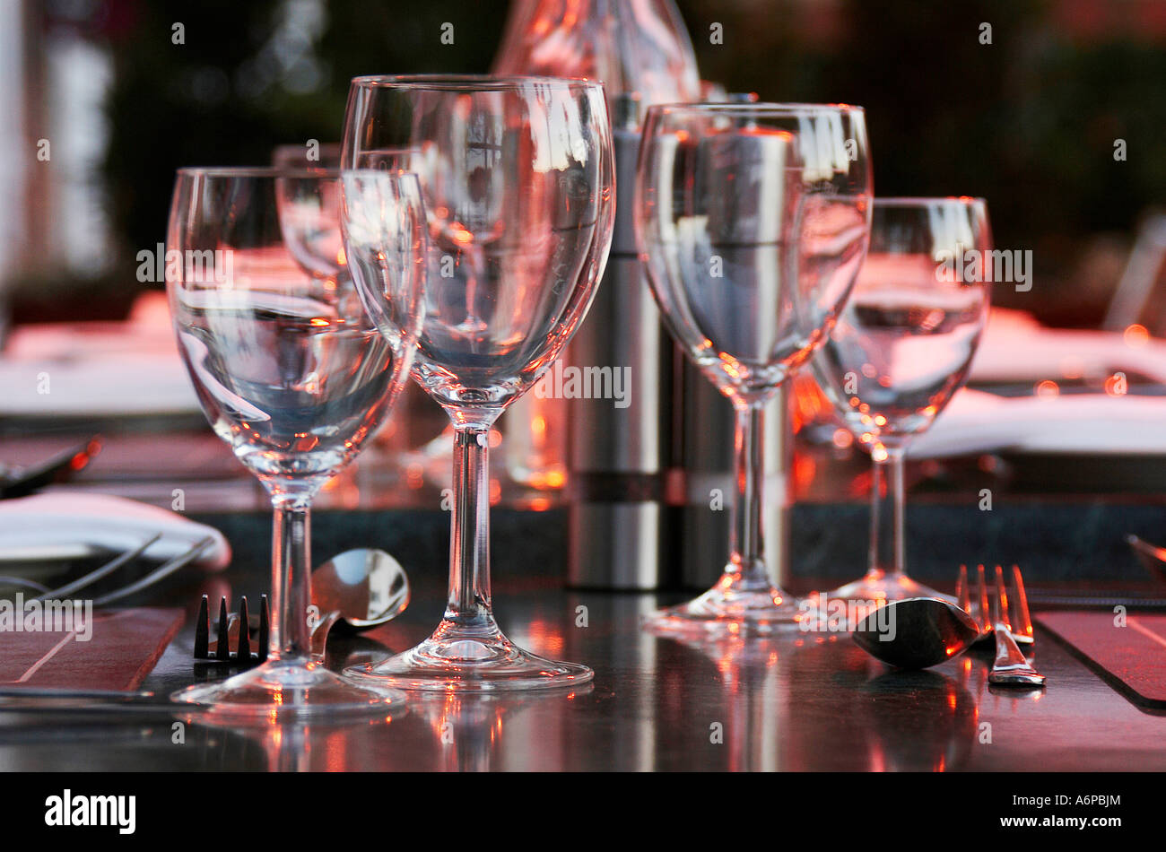 table setting at sunset Stock Photo - Alamy