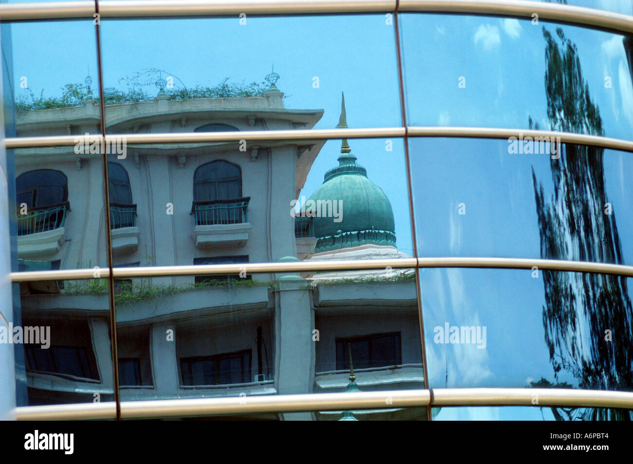 ASB77432 Reflection of a building on RMZ Corp RMZ Titanium glass ...