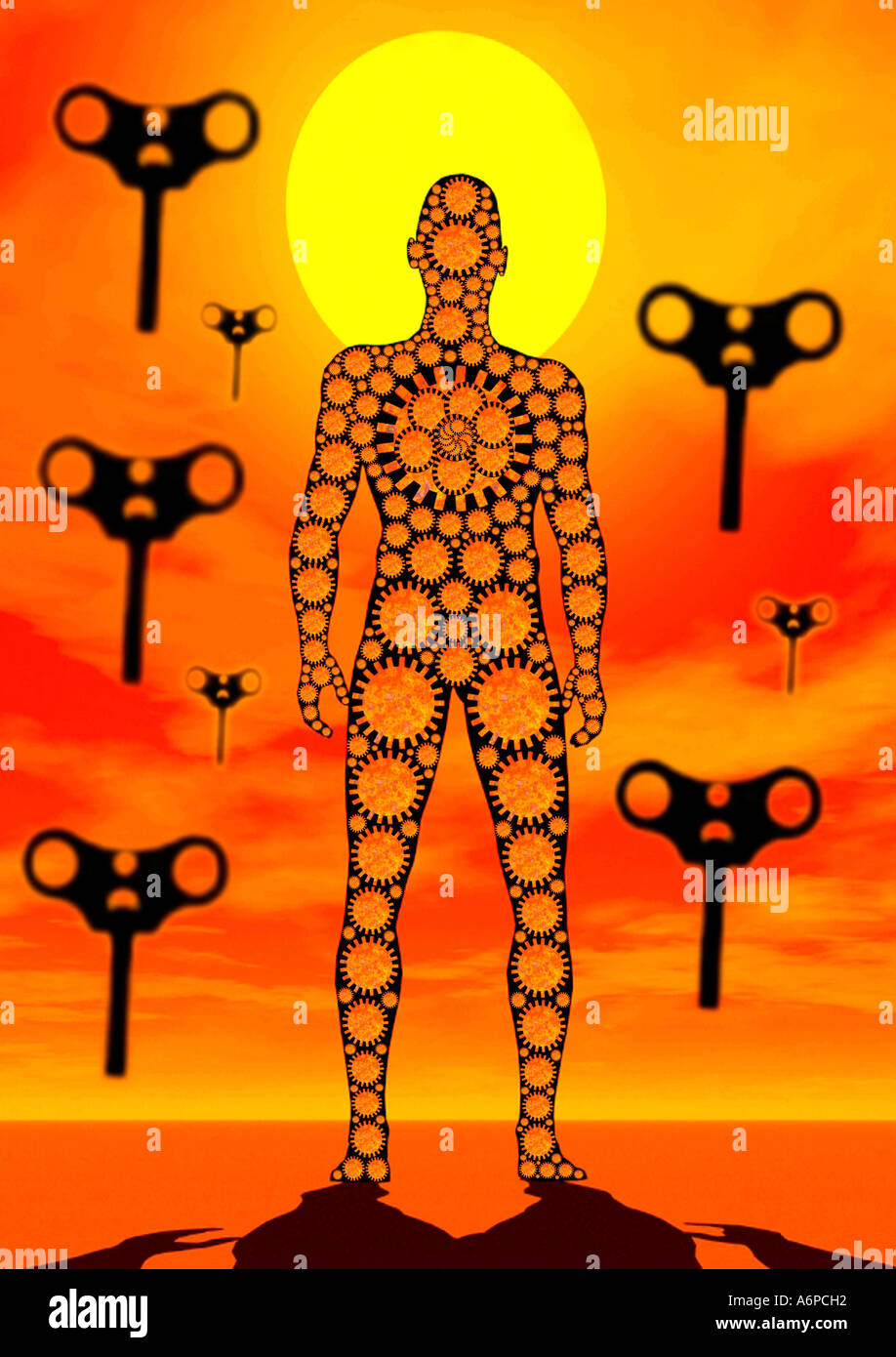 Clock Work Man Stock Photo - Alamy