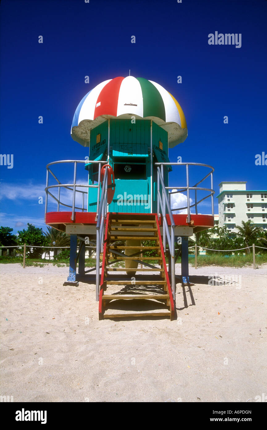 Art deco lifeguard station at Miami beach, Florida Stock Photo - Alamy