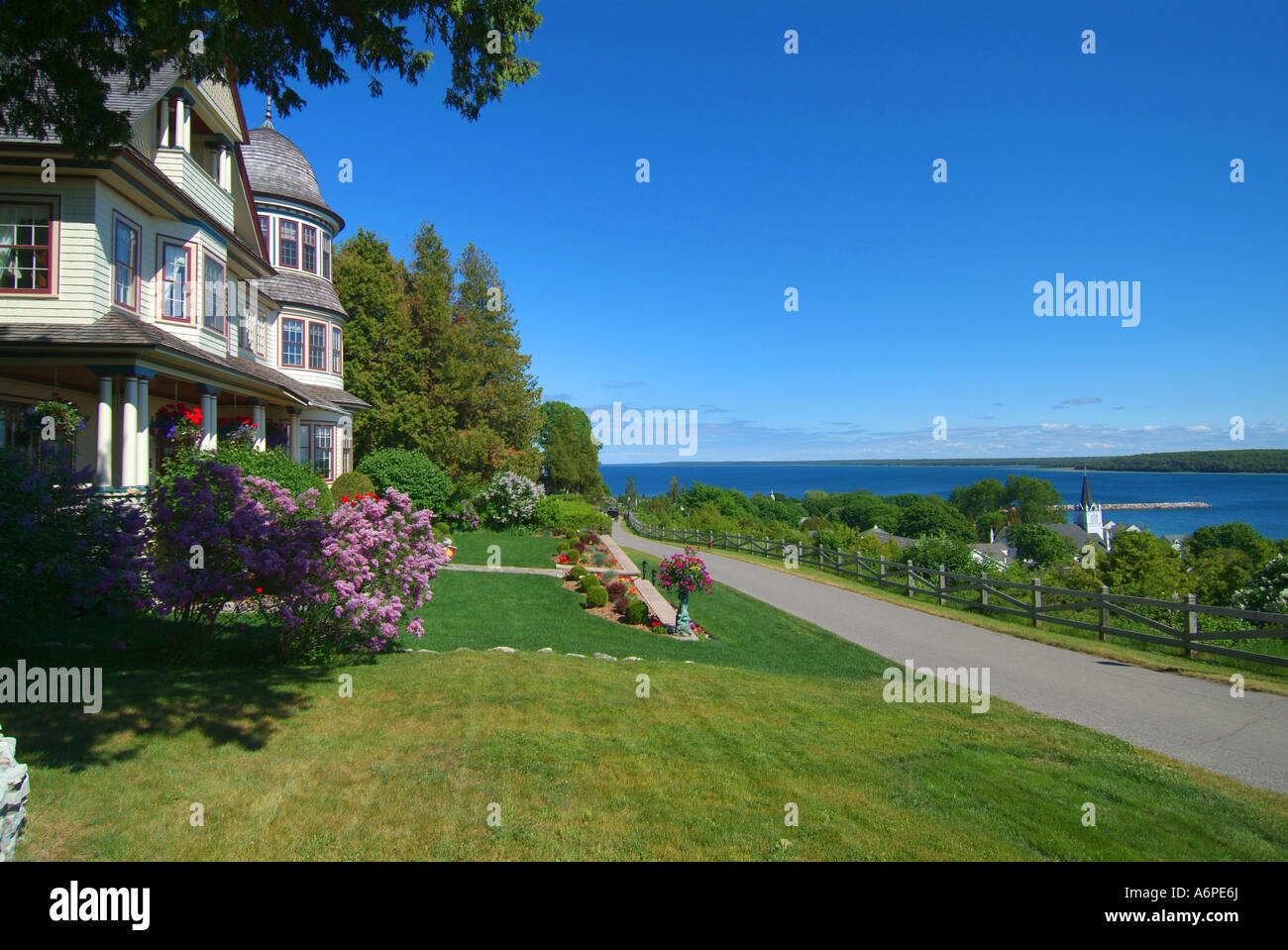 USA Michigan Lake Huron Mackinac Island Victorian House home on Huron ...